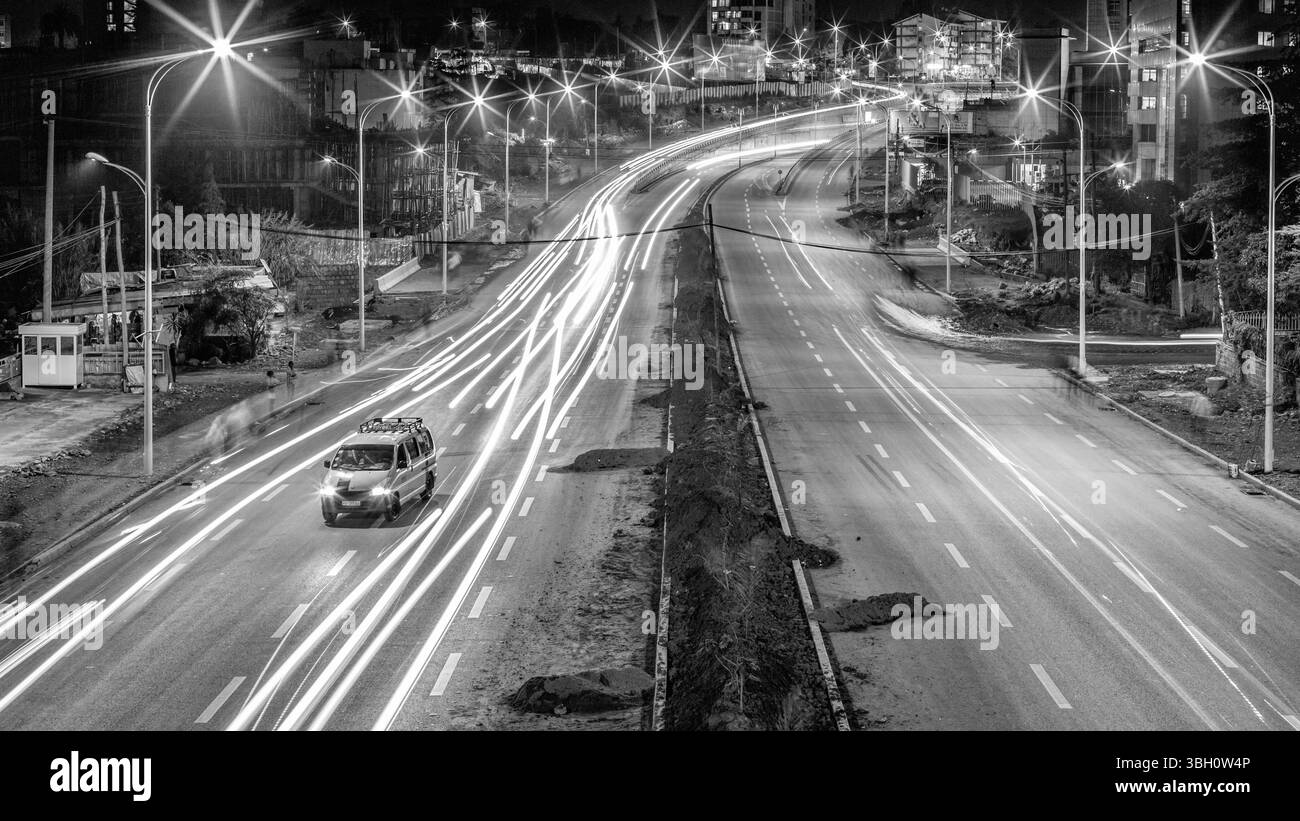The new look of Bole road at night Addis Ababa, Ethiopia, Africa Stock ...