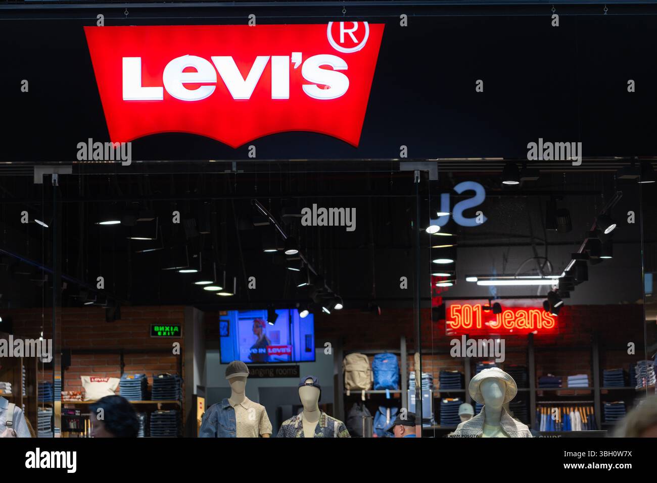 Lviv, Ukraine - May 29, 2025:Levi's Storefront with Iconic Red Batwing ...