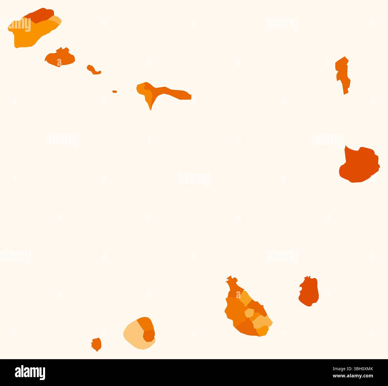 Map of Cabo Verde with regions. Just a simple country border map with ...