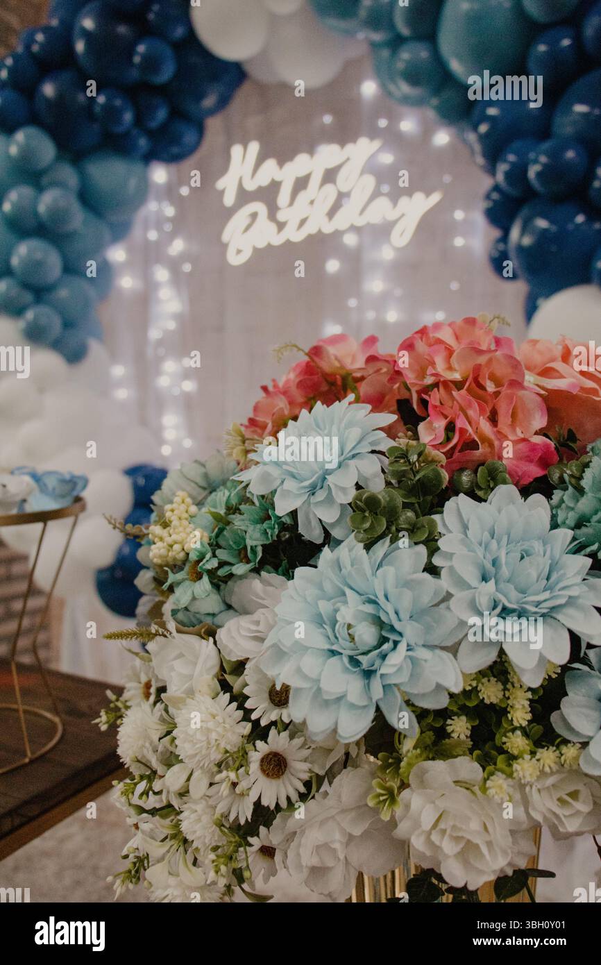 Floral Arrangement for Happy Birthday Celebration Stock Photo - Alamy
