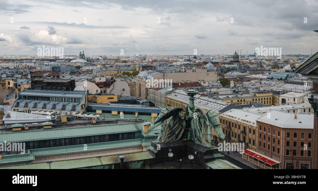 Magnificent Rooftop View of St. Petersburg Featuring a Detailed Eagle ...