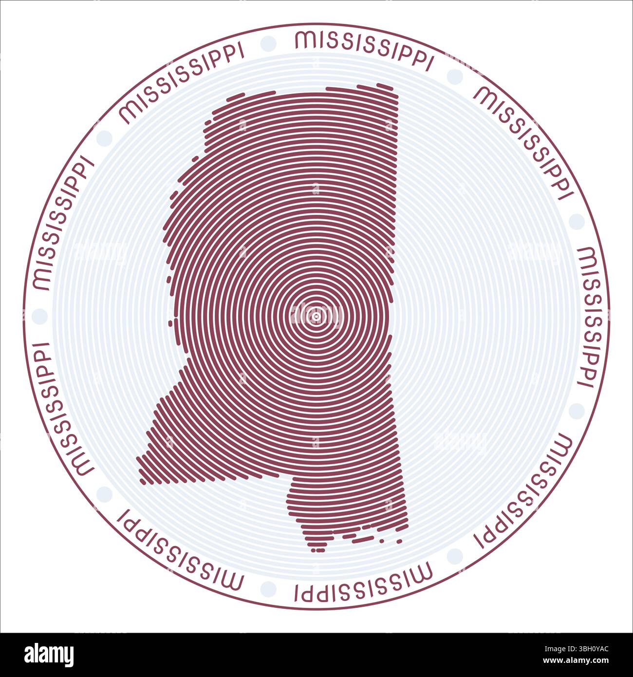 Mississippi round logo design. State shape built of rings. Mississippi ...