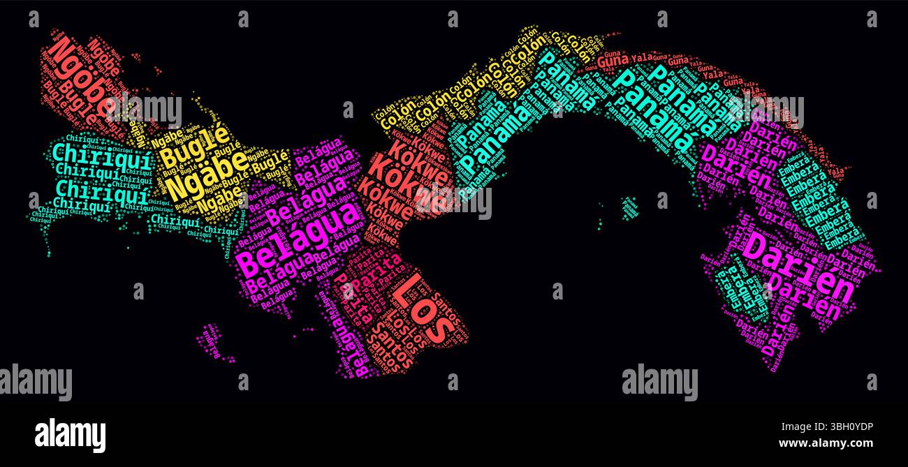 Panama Word Cloud. Region names of the country in Spanish language ...