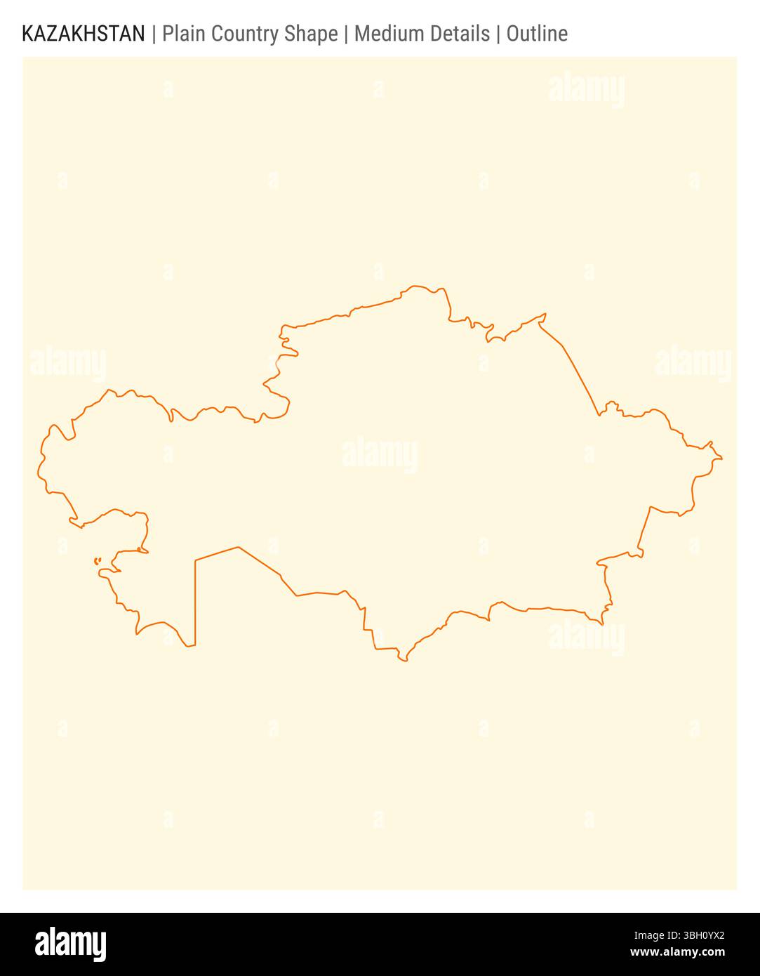 Kazakhstan plain country map. Medium details. Outline style. Shape of ...