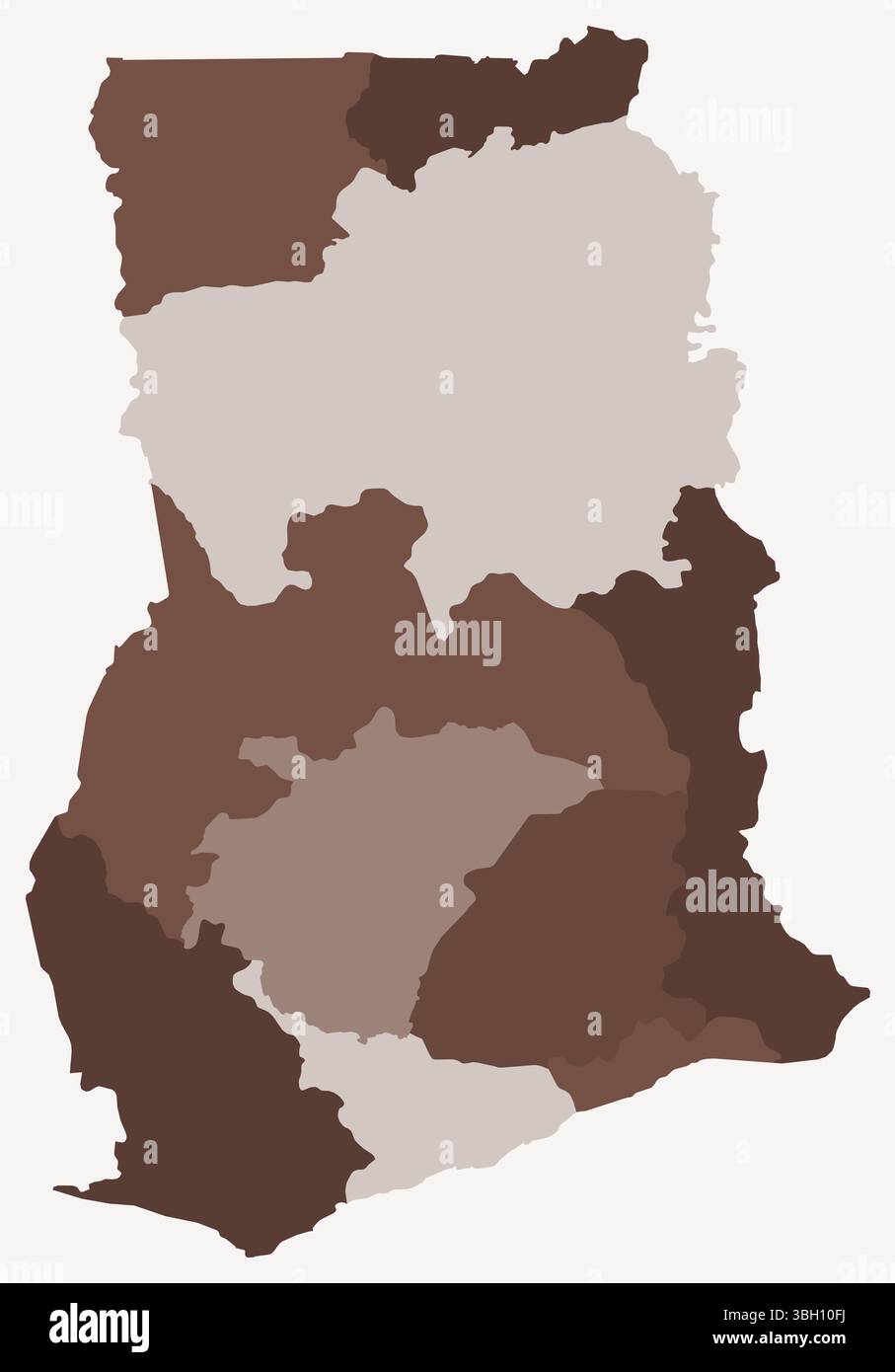 Map of Ghana with regions. Just a simple country border map with region ...