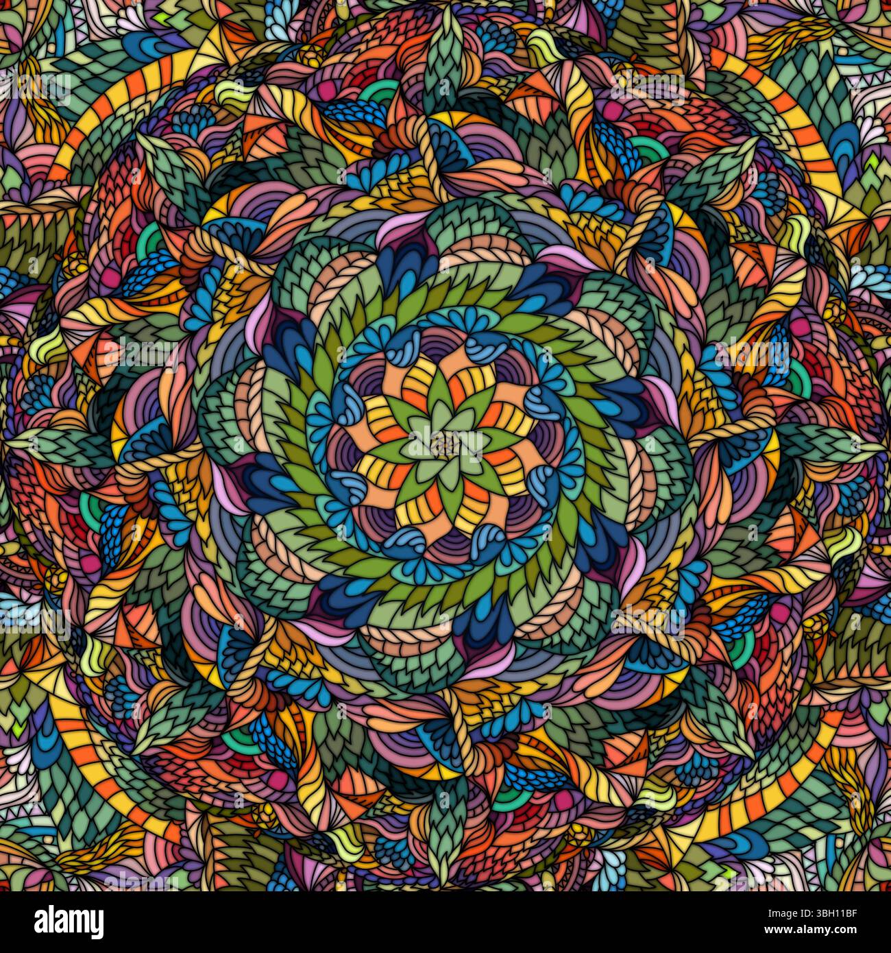 Colourful zentangle doodle, seamless pattern Stock Photo - Alamy