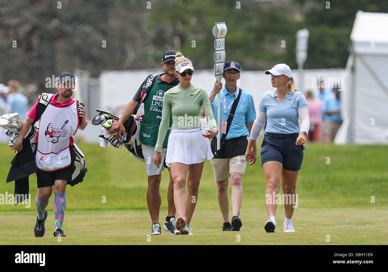 Galloway, NJ, USA. 06th June, 2025. Nelly Korda and Maja Stark walk the ...