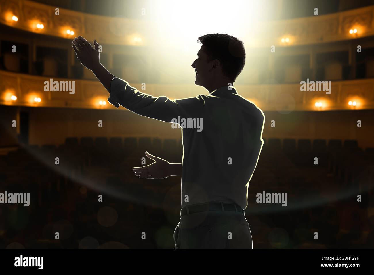 Business speaker dark stage spotlight hi-res stock photography and ...