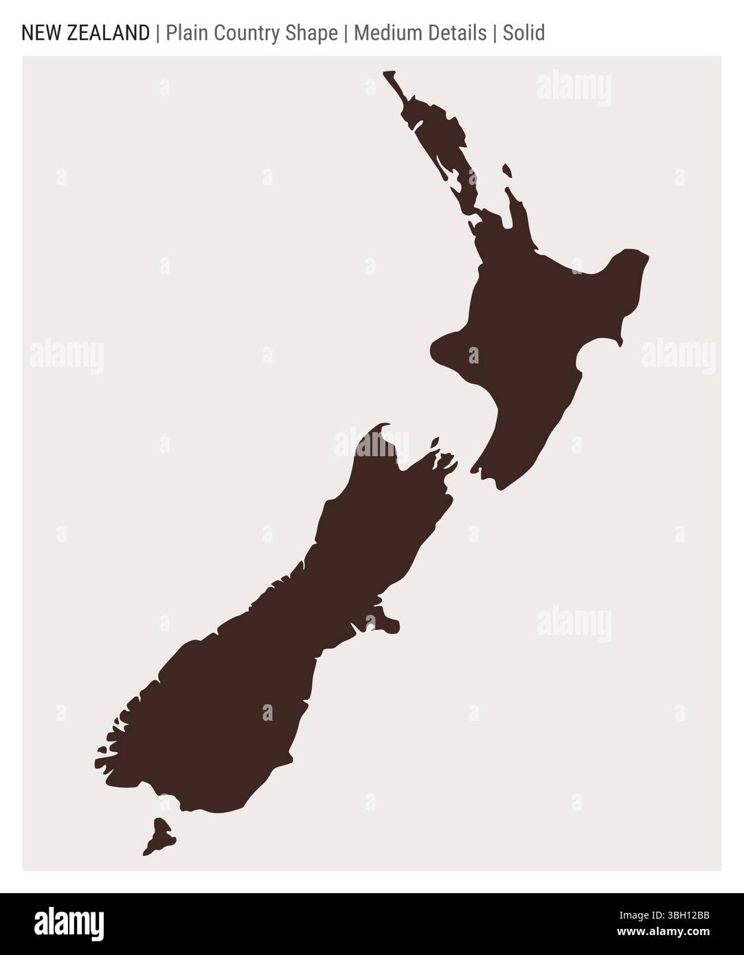 New Zealand plain country map. Medium details. Solid style. Shape of ...
