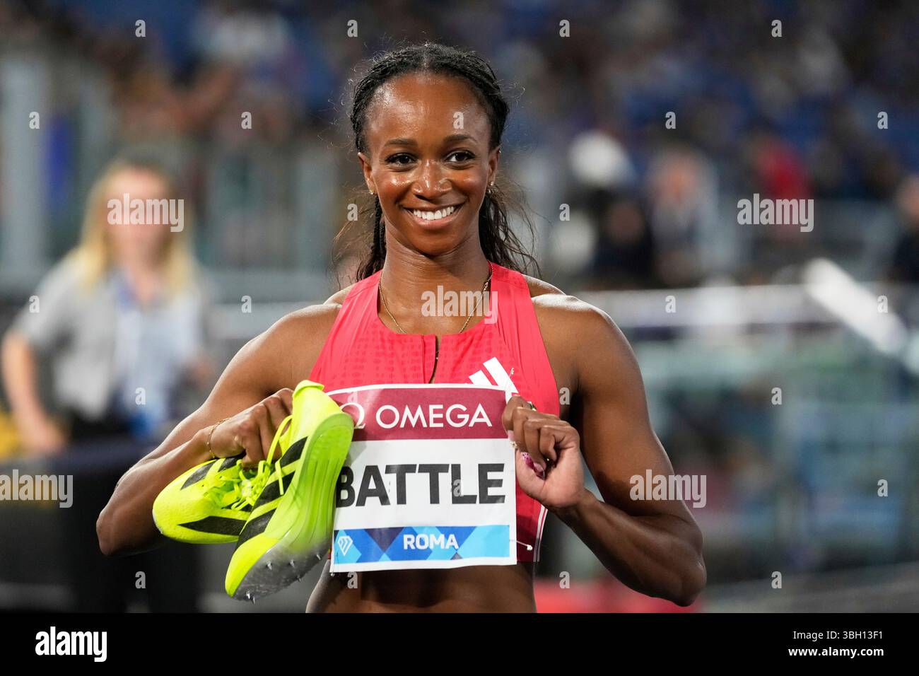 Anavia Battle, of the United States, poses after winning the women 200 ...