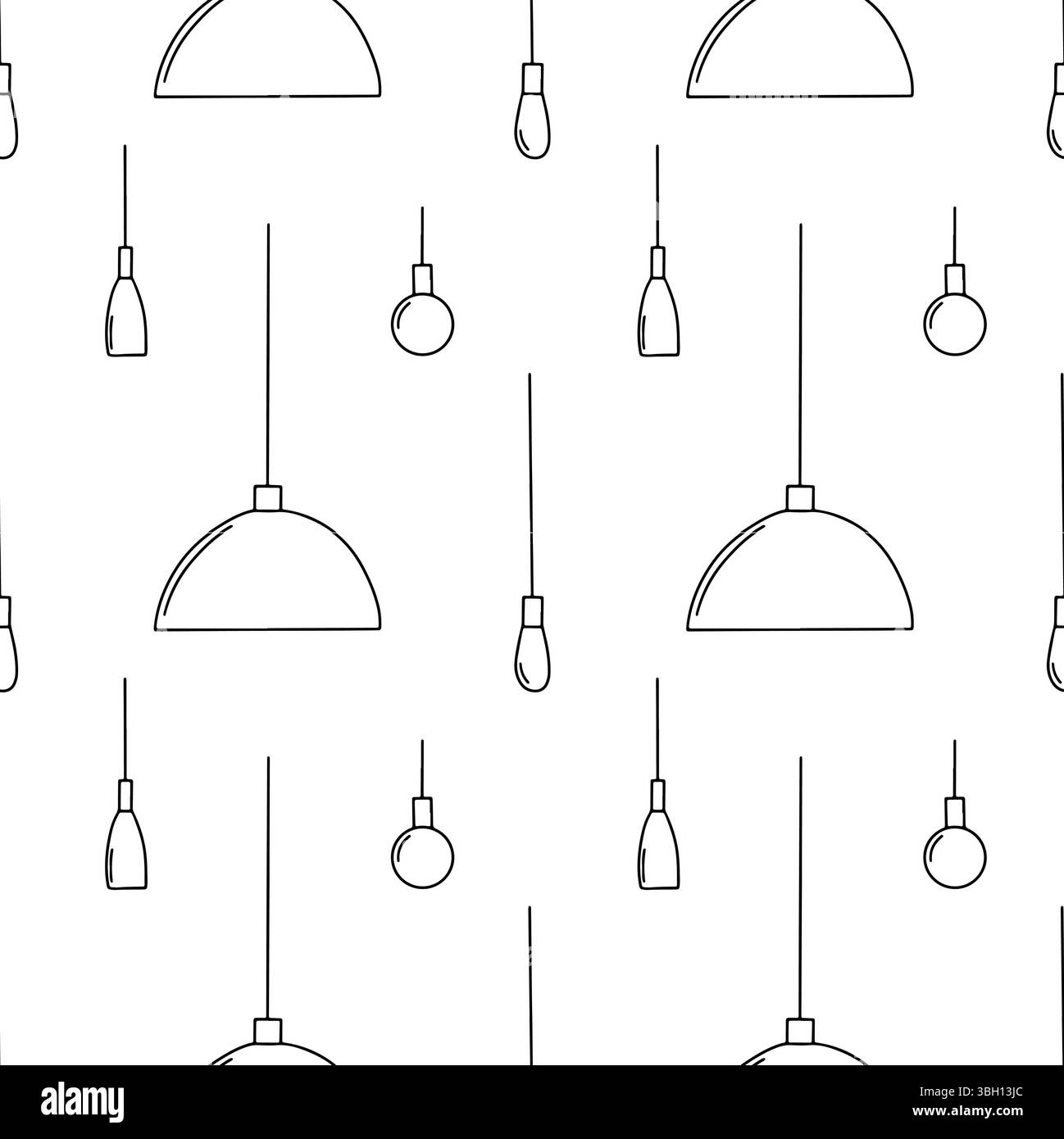 Interior Lamps line sketch vector seamless pattern Stock Vector Image ...