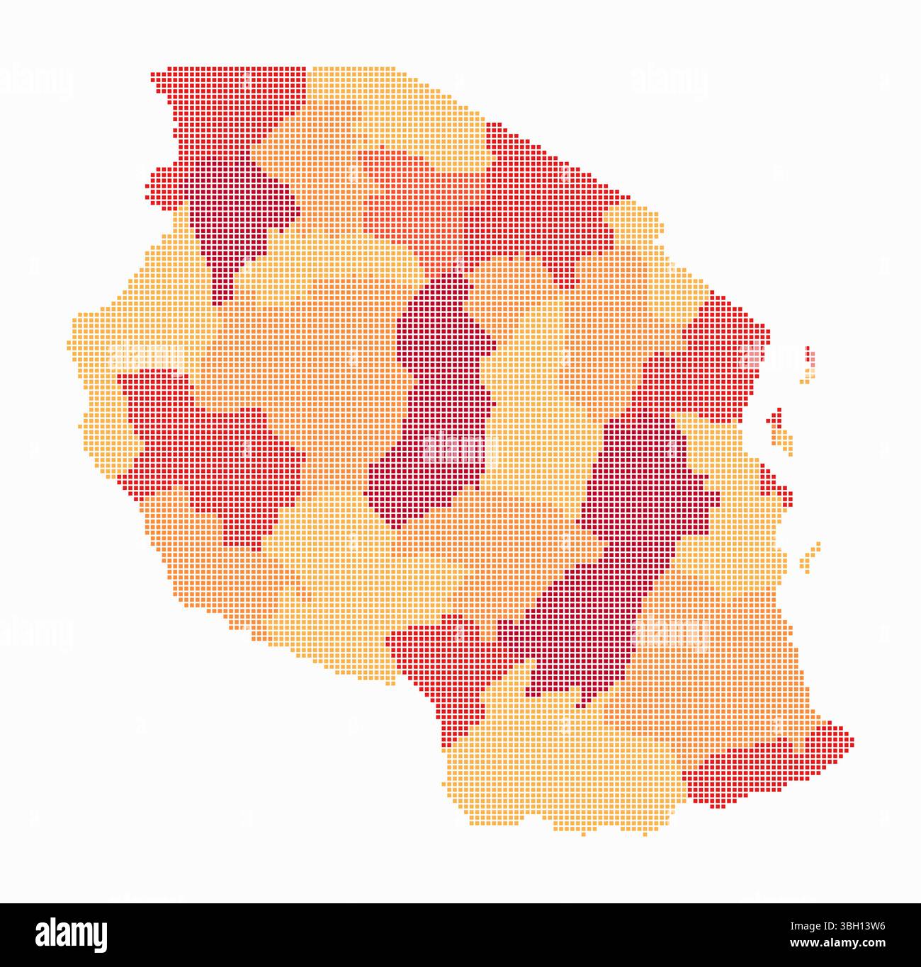 Tanzania dotted map. Digital style map of the country on white ...