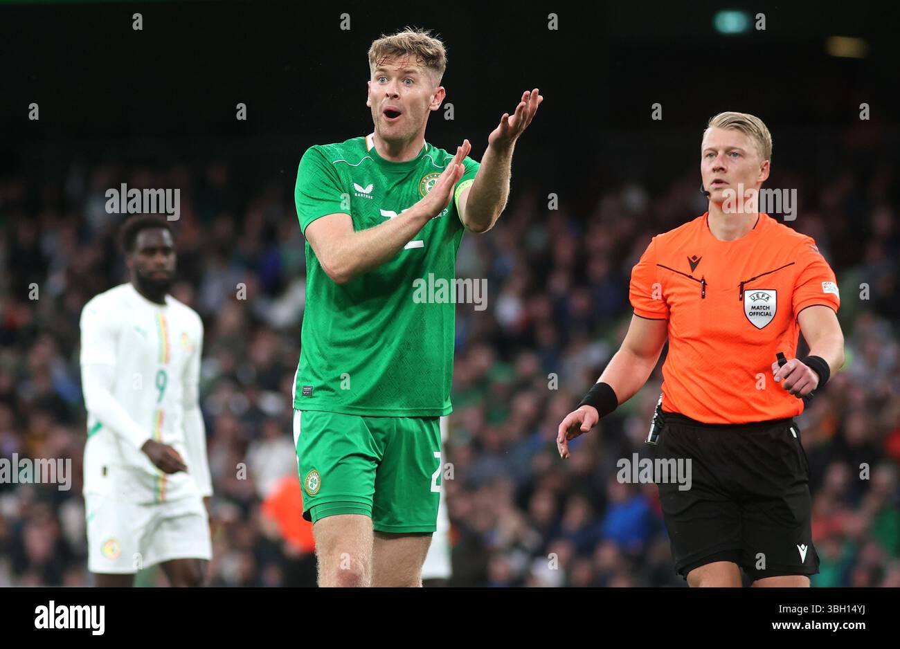 Republic of Ireland's Nathan Collins (centre) reacts during the ...