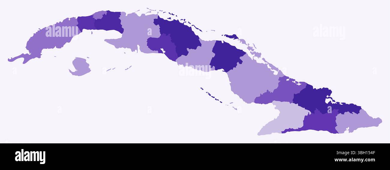 Map of Cuba with regions. Just a simple country border map with region ...