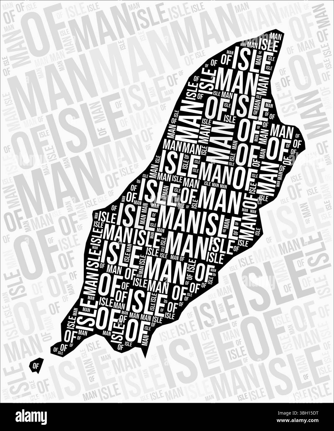 Isle of Man regions map word cloud. Isle of Man region names. Black and ...