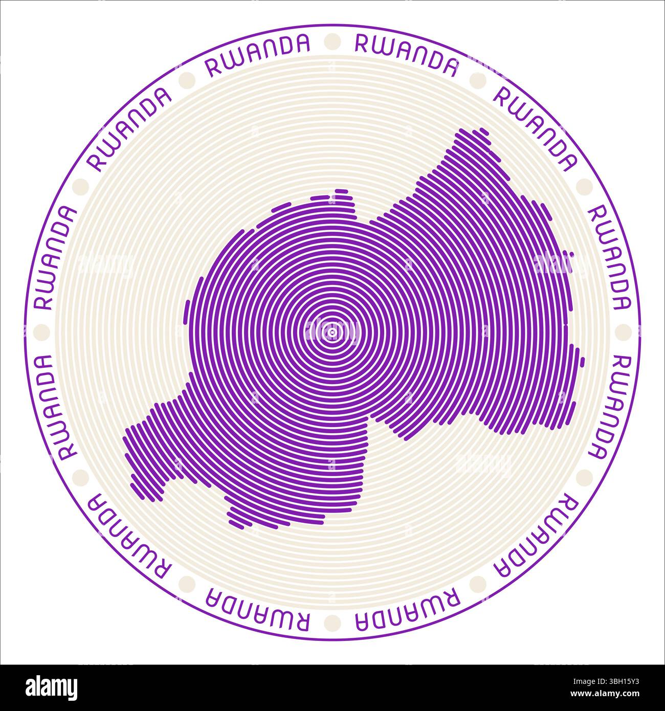 Rwanda round logo design. Country shape built of rings. Rwanda text ...