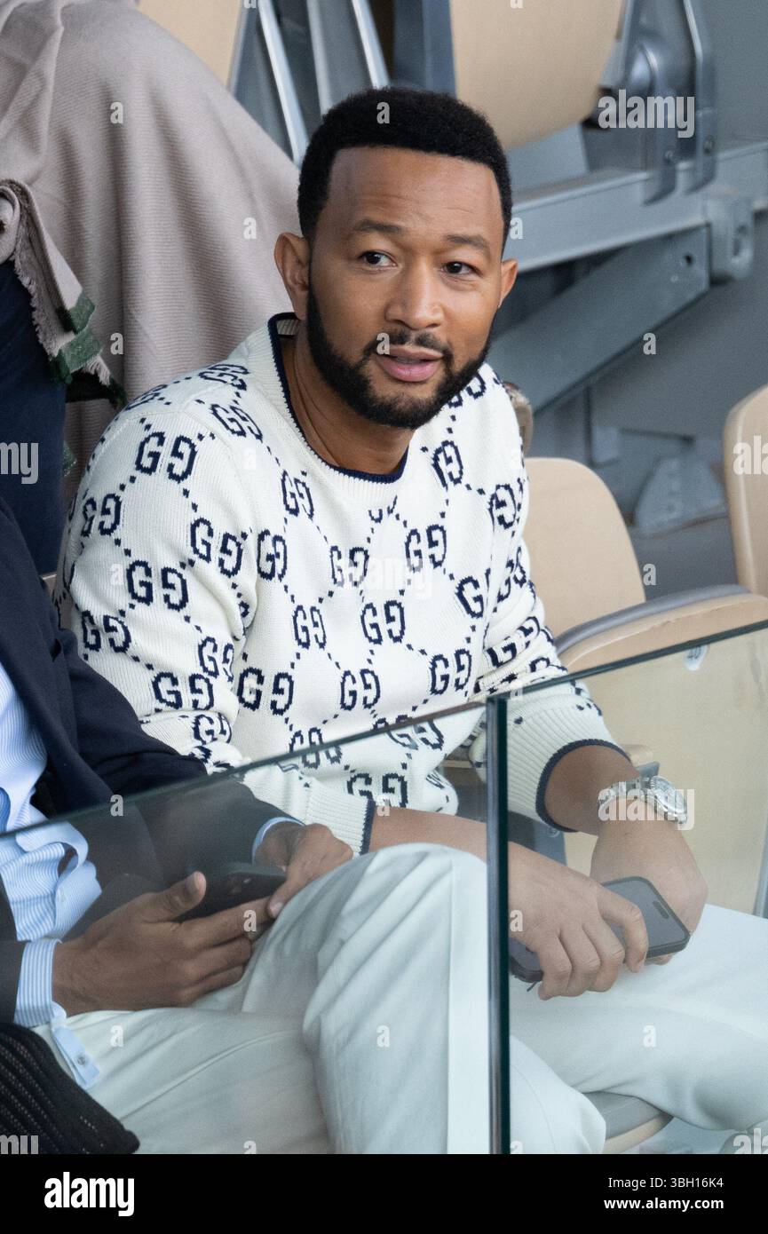John Legend attends the Roland Garros 2025 tournament on June 6, 2025 ...
