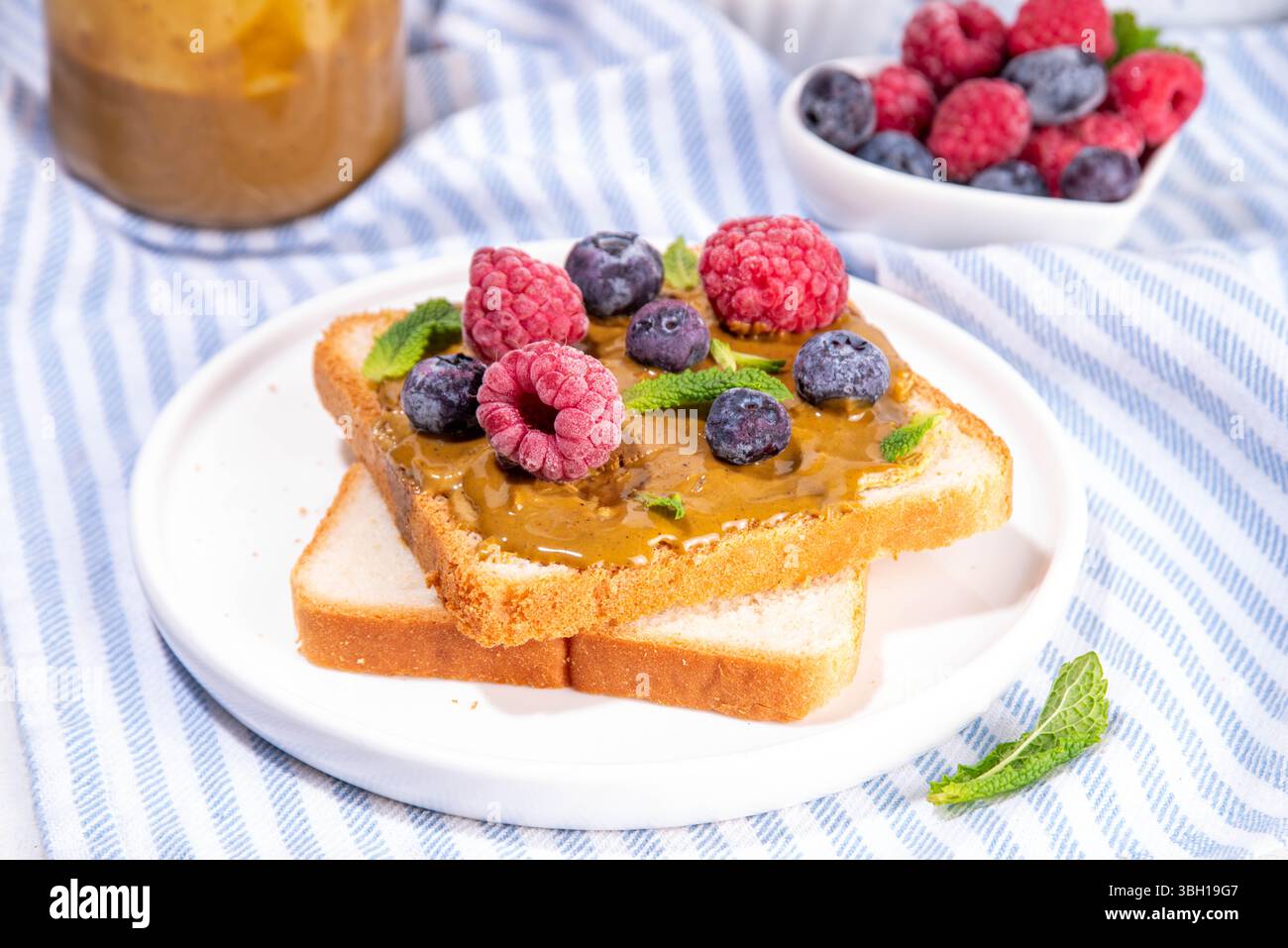 Pistachio paste toast. Summer breakfast delicious sandwiches with ...