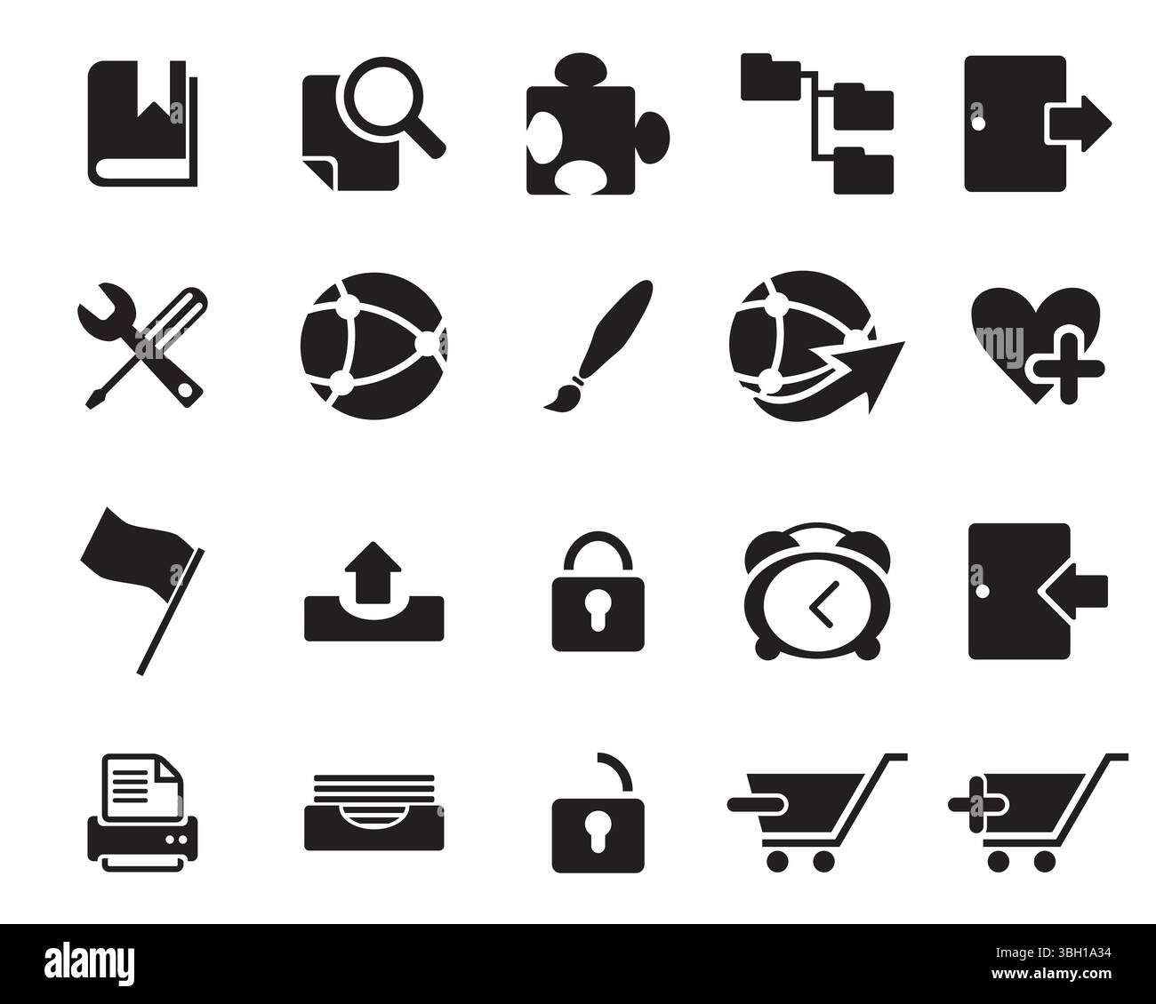 Flat illustration contact Black and White Stock Photos & Images - Alamy