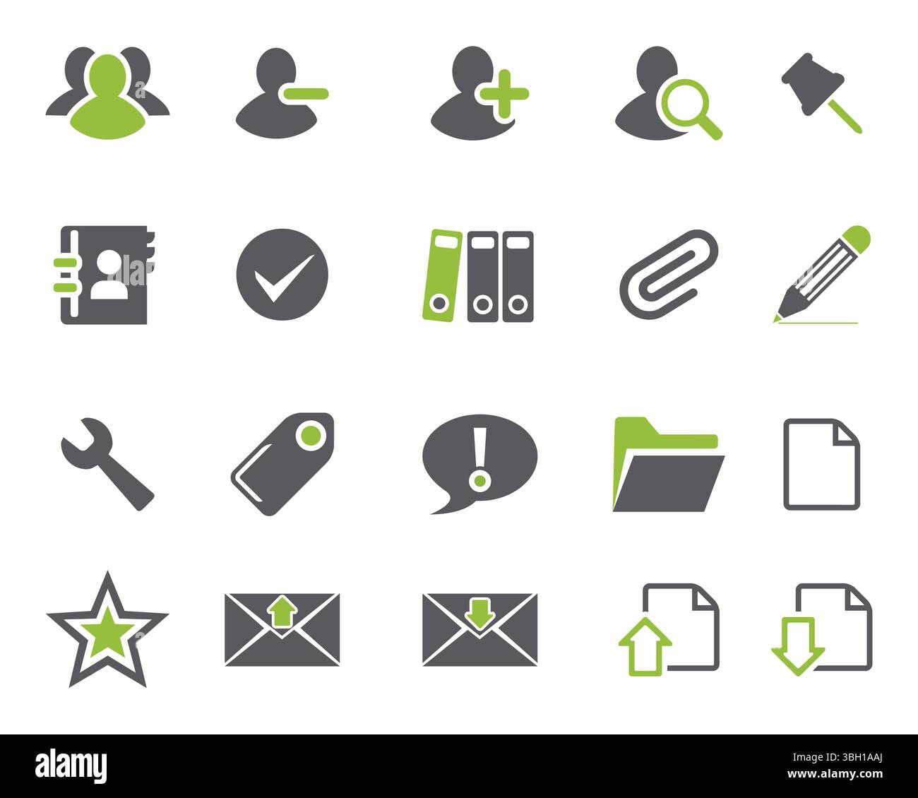 Grey and light green Web icon set symbol vector. Vector flat editable ...