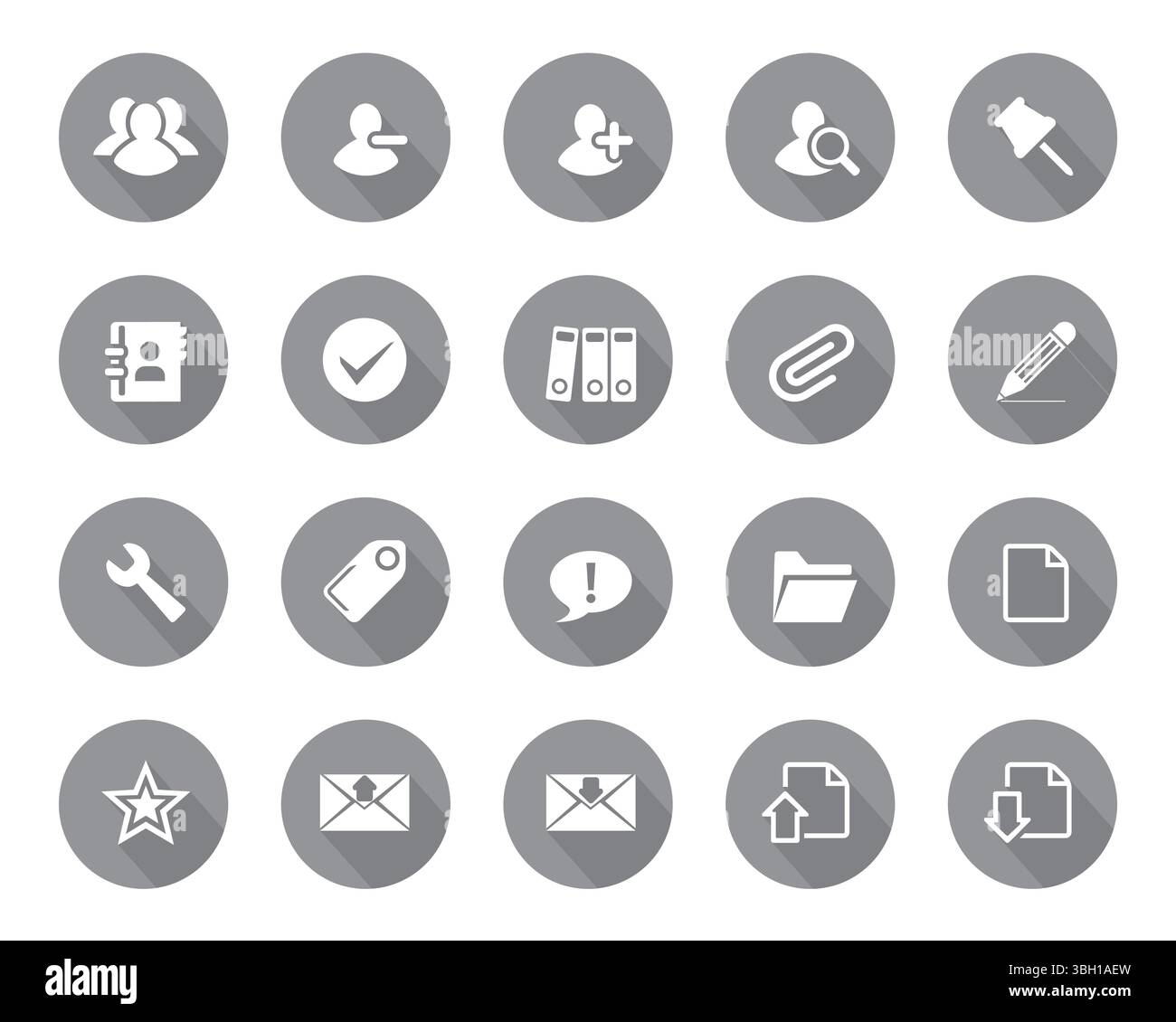 White web icons on grey sphere set symbol vector. Vector flat editable ...