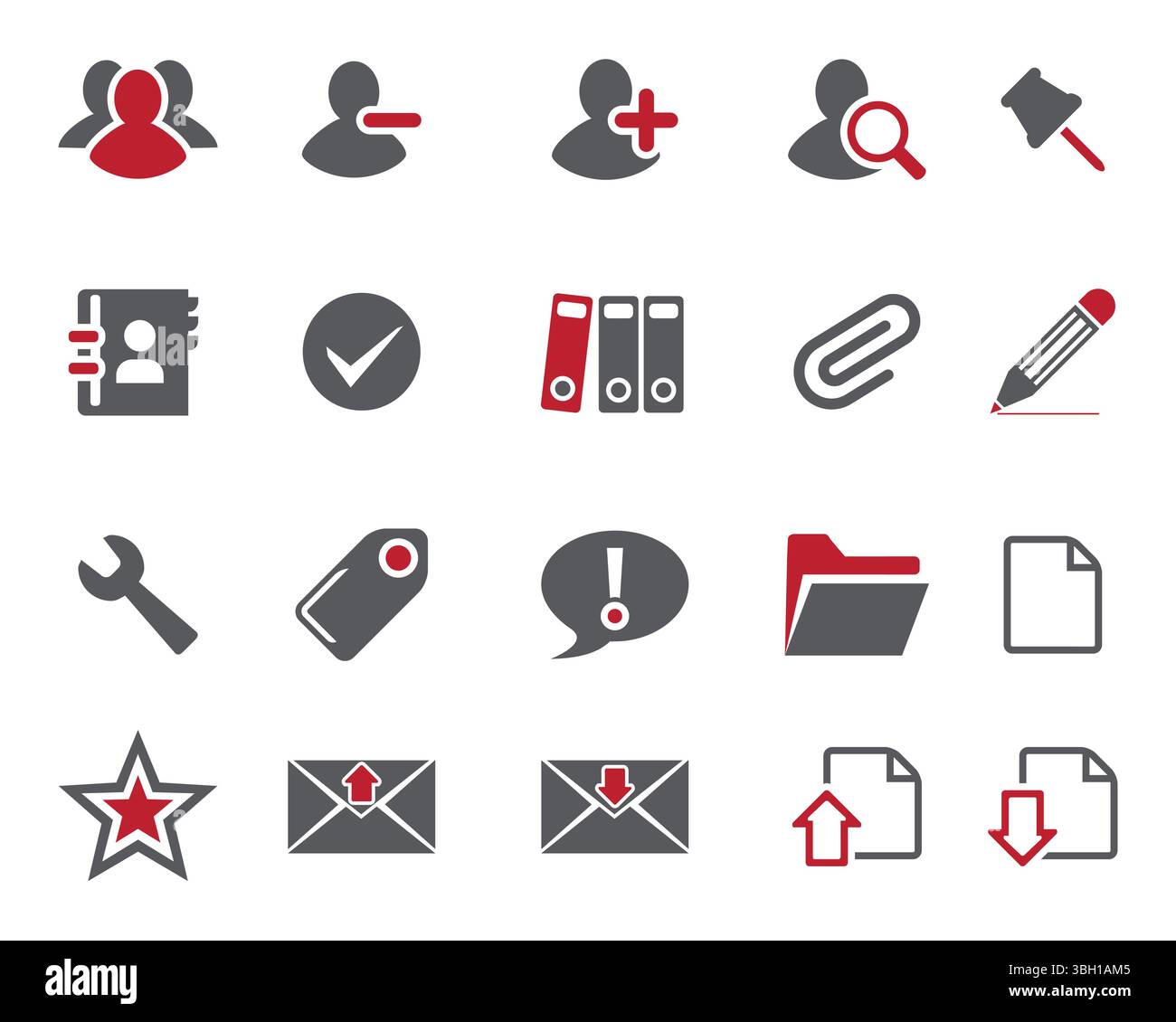 Grey and maroon web icon set symbol vector. Vector flat editable ...