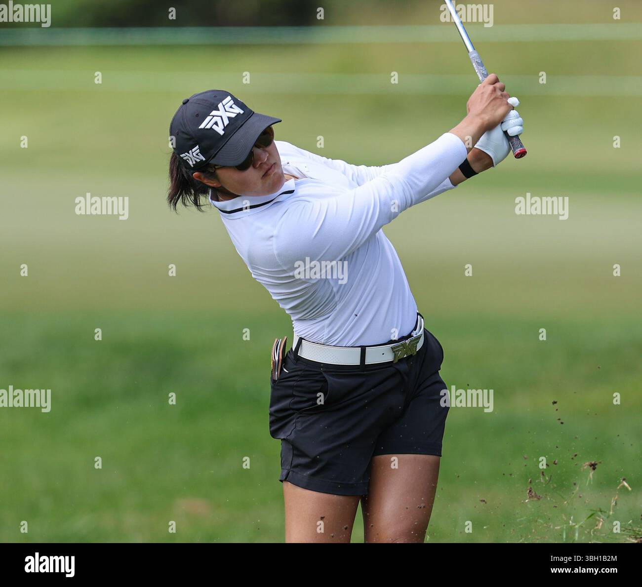 June 06, 2025: Auston Kim hits a chip shot to the green during the ...