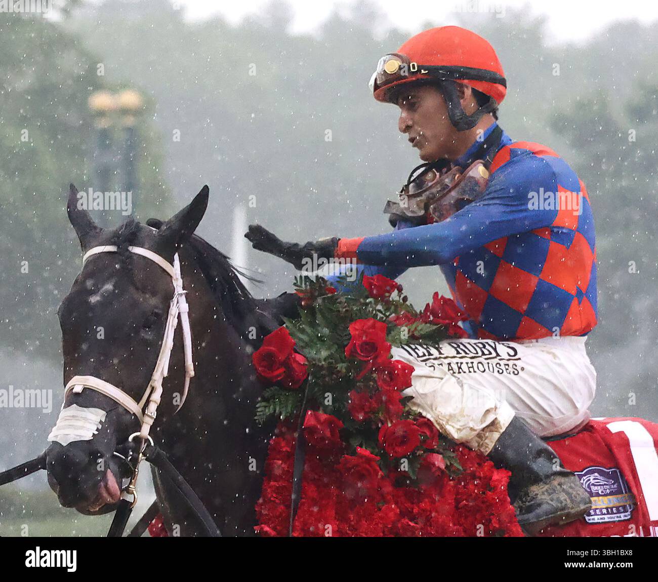 Saratoga Springs, United States. 06th June, 2025. Jockey John Velazquez ...