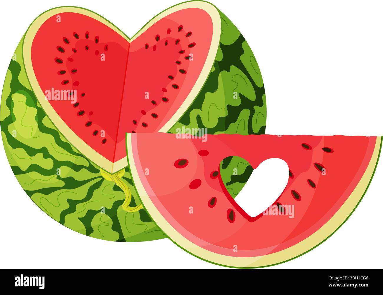 Clipart of a whole and watermelon wedge hi-res stock photography and ...