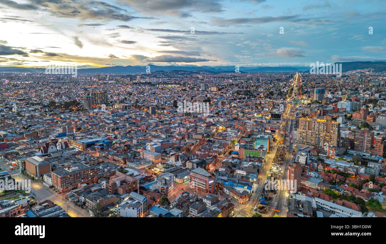 Breathtaking Aerial View of Bogotá at Dusk Showing Urban Landscape and ...