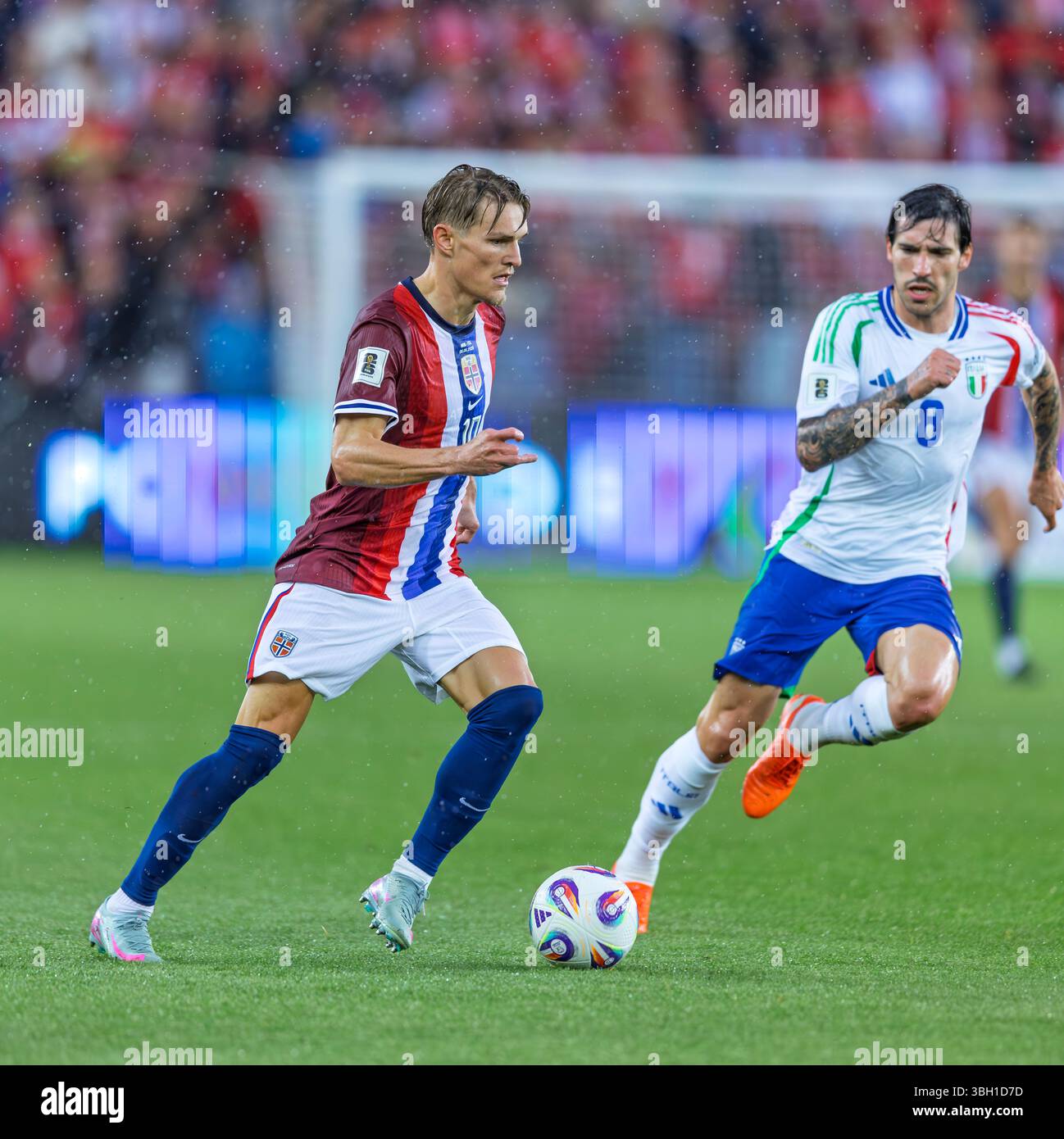 Oslo, Norway 6 June 2025 Martin Odegaard of Norway and Arsenal controls ...