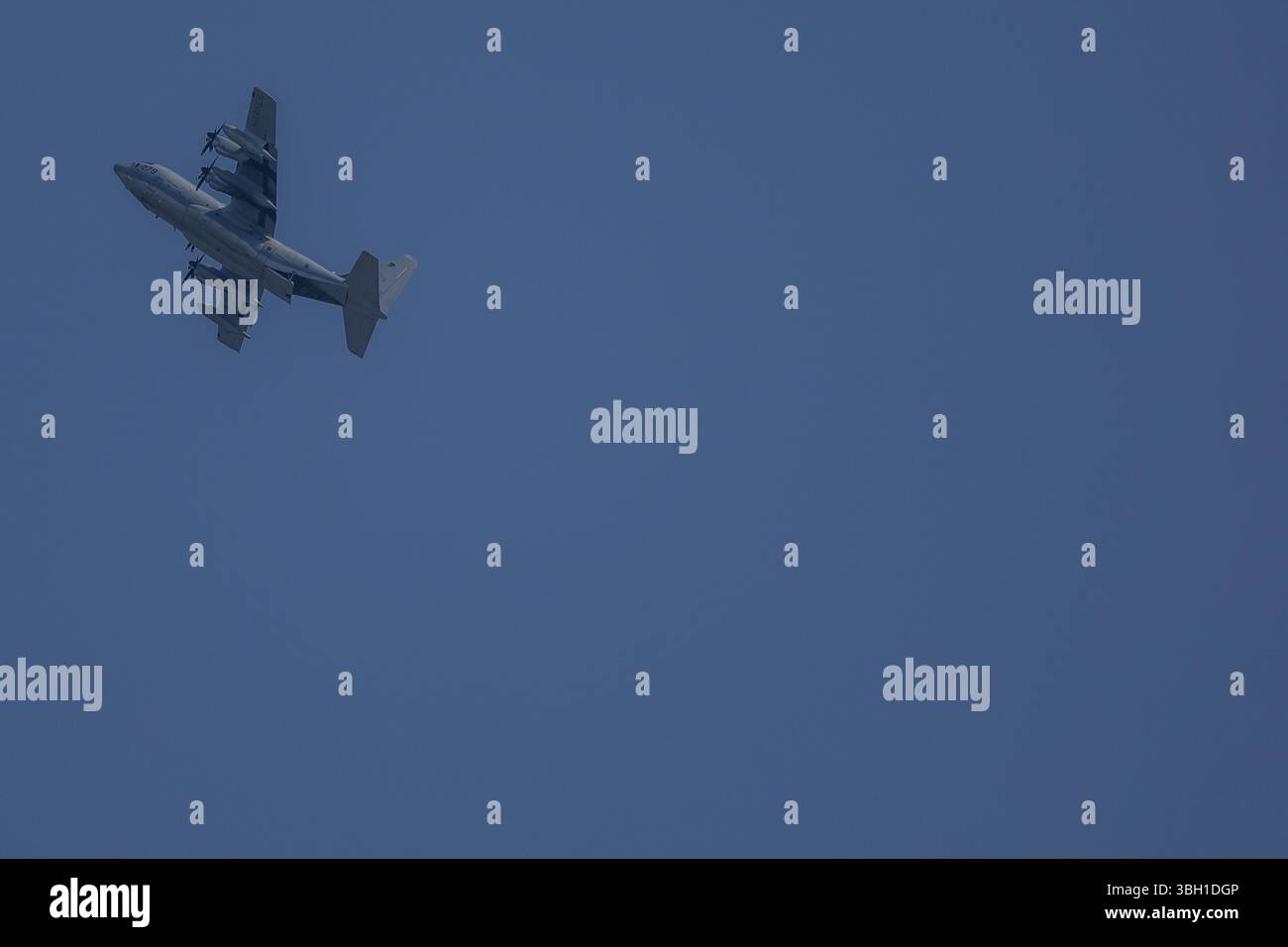 A Lockheed Martin KC-130 is seen over the island of Manhattan in New ...