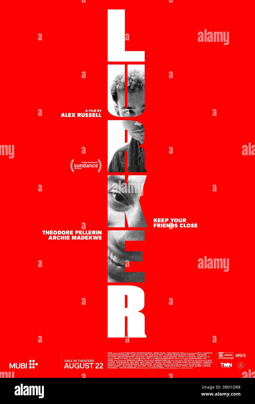Lurker (2025) directed by Alex Russell and starring Théodore Pellerin, Archie Madekwe, and Sunny ...
