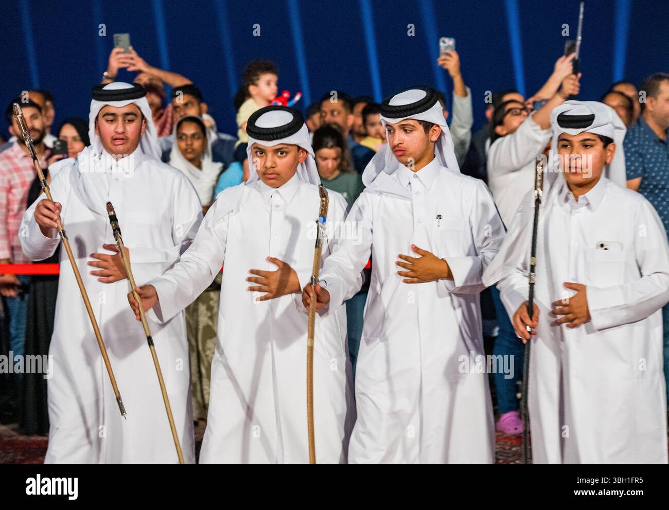 Doha, Qatar. 07th June, 2025. Qatari artists perform a traditional ...