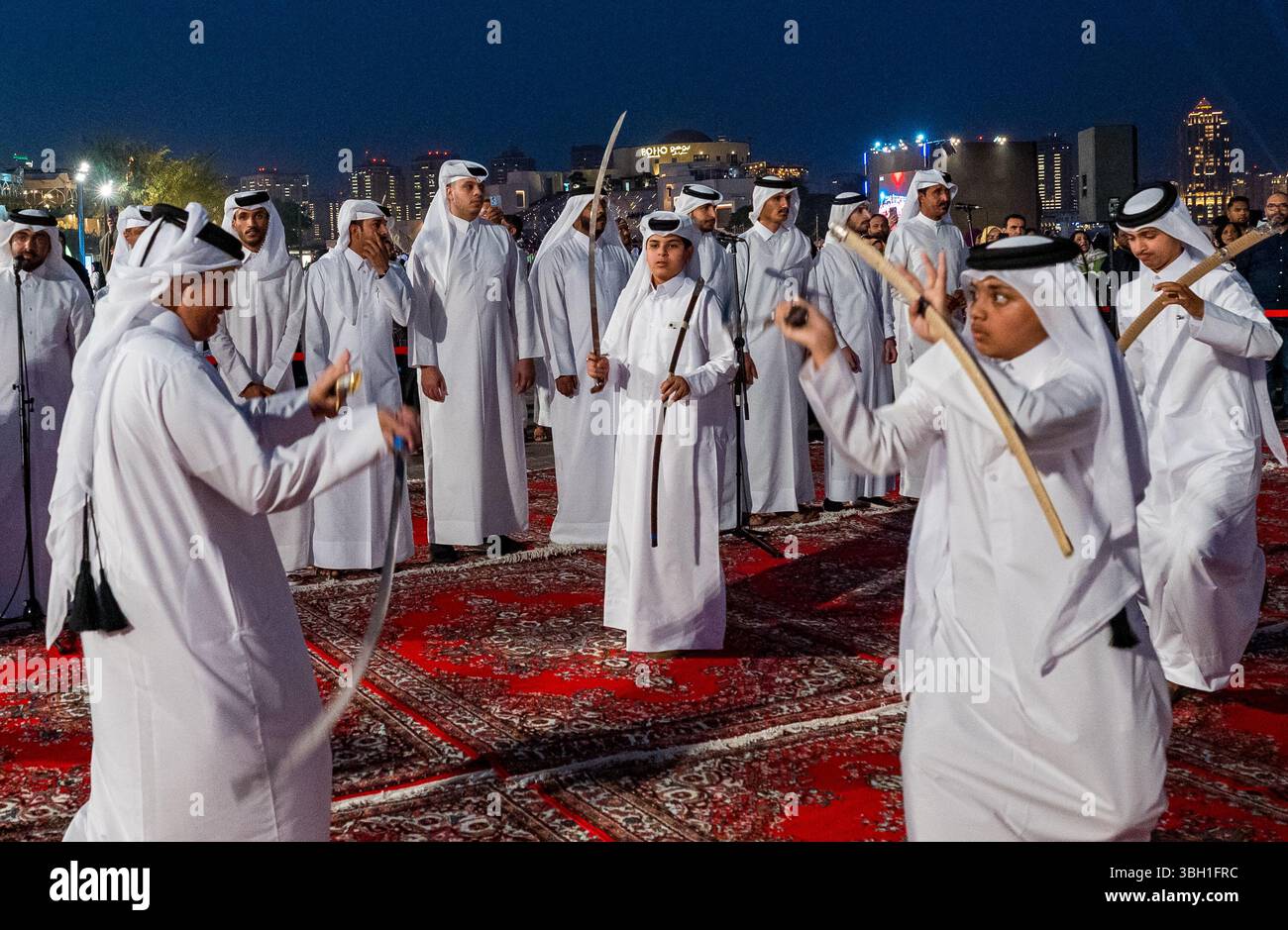 Doha, Qatar. 07th June, 2025. Qatari artists perform a traditional ...