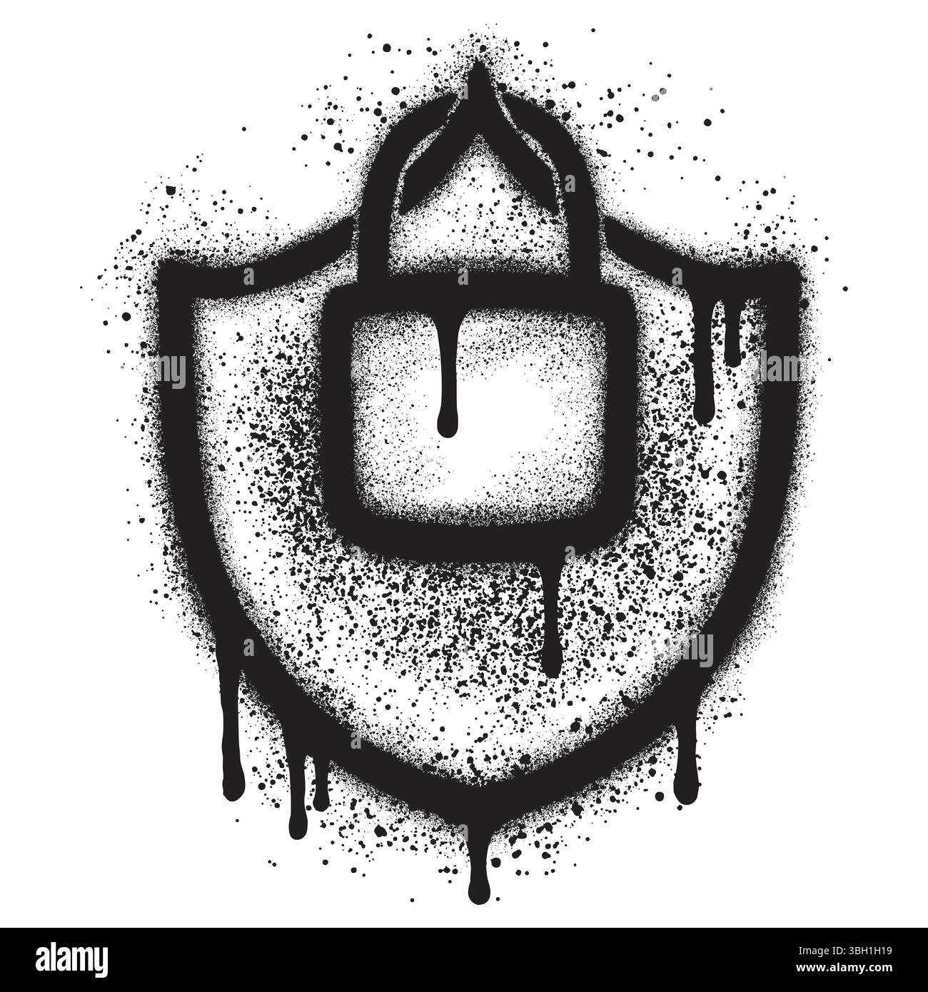 Security shield graffiti with black spray paint.vector illustration ...