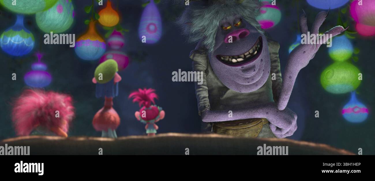 From left: Trolls King Peppy (voiced by Jeffrey Tambor), Cooper (voiced ...