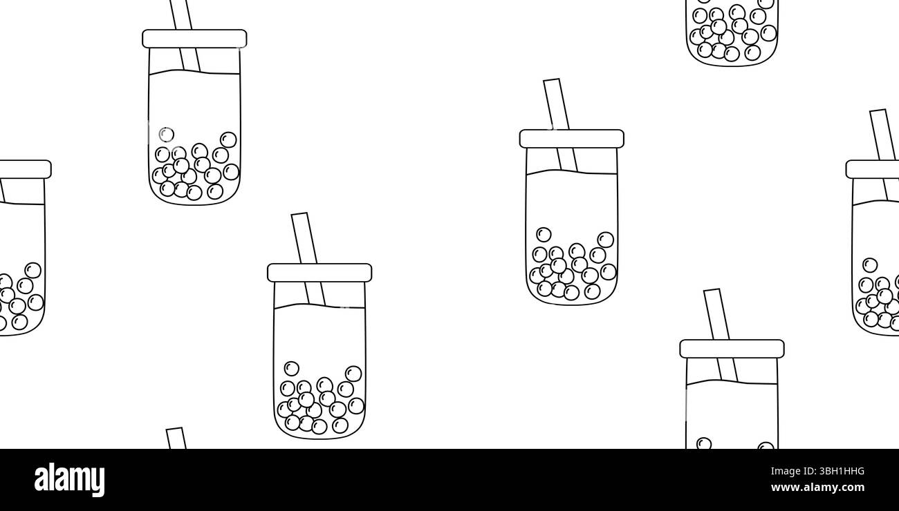 Bubble tea or boba drink seamless pattern showing the taiwanese tea ...