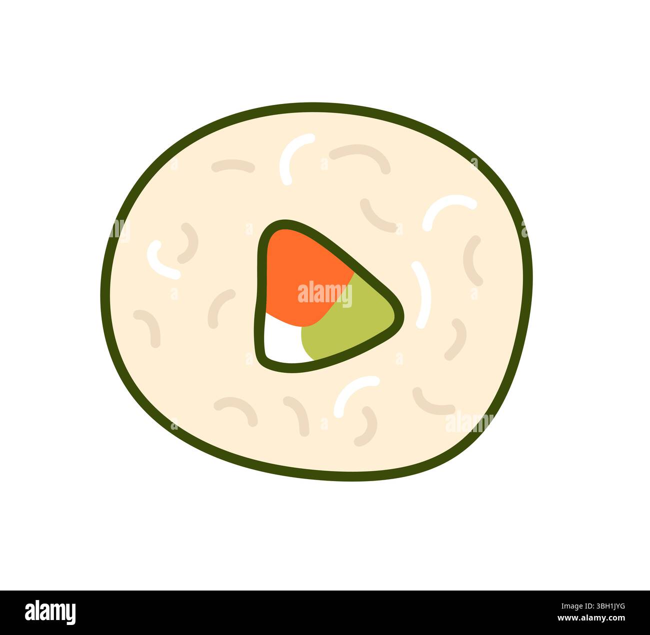Colorful sushi roll with fresh vegetables and unique shape ready for ...