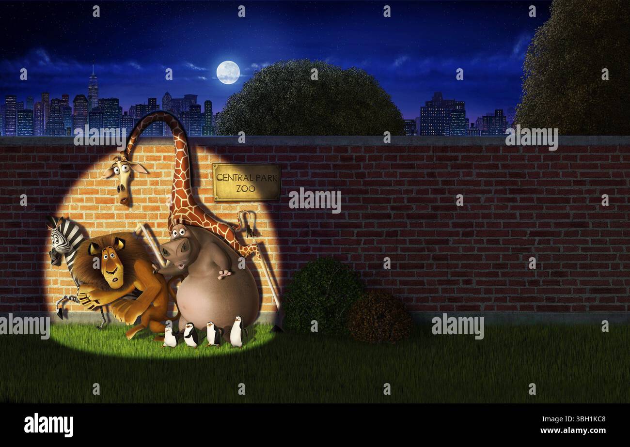Film Still from "Madagascar" Marty the Zebra, Alex the Lion, Gloria the ...