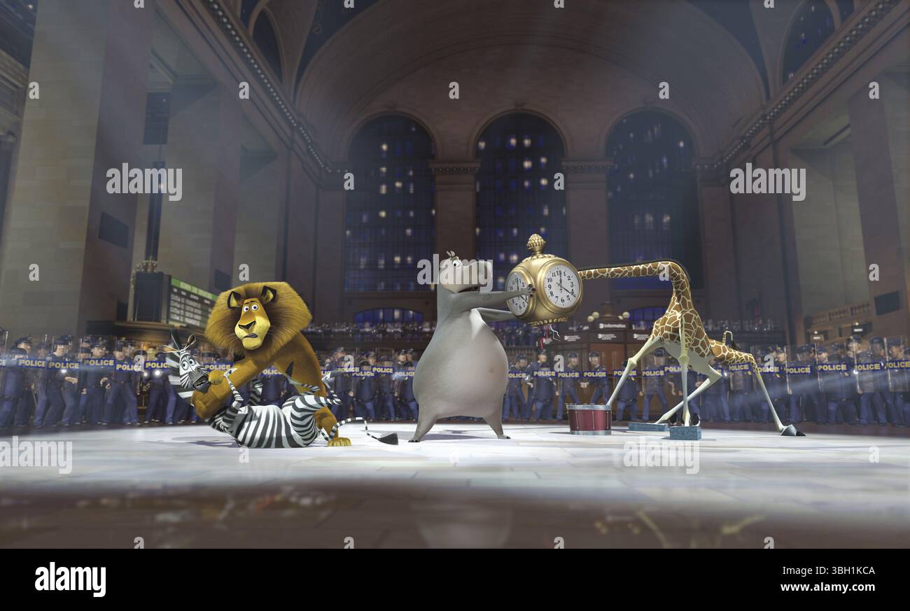 Film Still from "Madagascar" Marty the Zebra, Alex the Lion, Gloria the ...