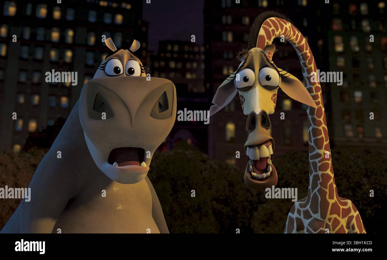 Film Still from "Madagascar" Gloria the Hippo, Melman the Giraffe ...