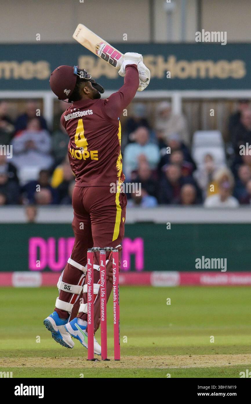 West Indies Shai Hope (Captain) loses his helmet during the First ...