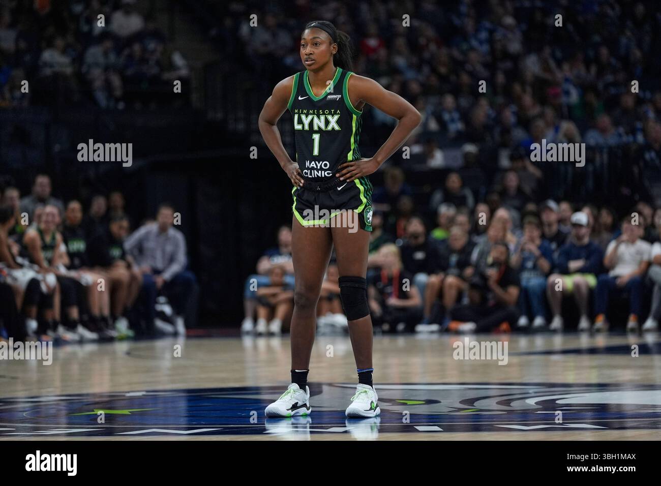 Minnesota Lynx forward Diamond Miller (1) stands on the court during ...