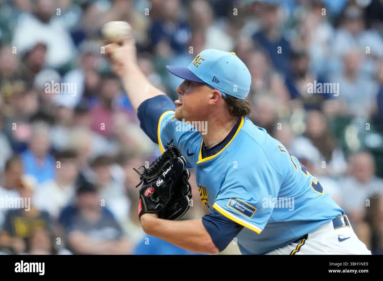 Milwaukee Brewers pitcher Chad Patrick (39) throws during the first ...