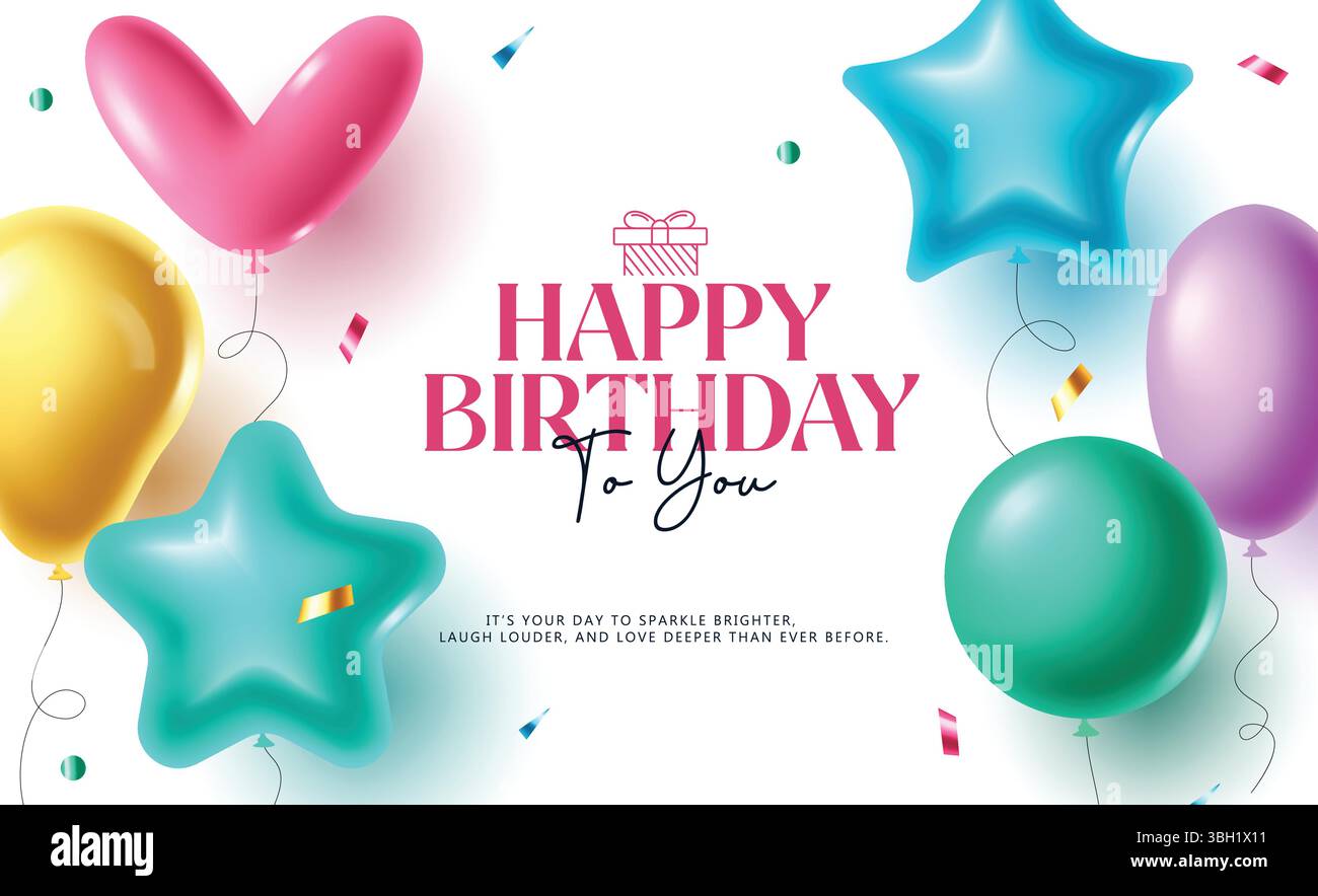 Festive birthday banner design with vivid balloons and a meaningful ...