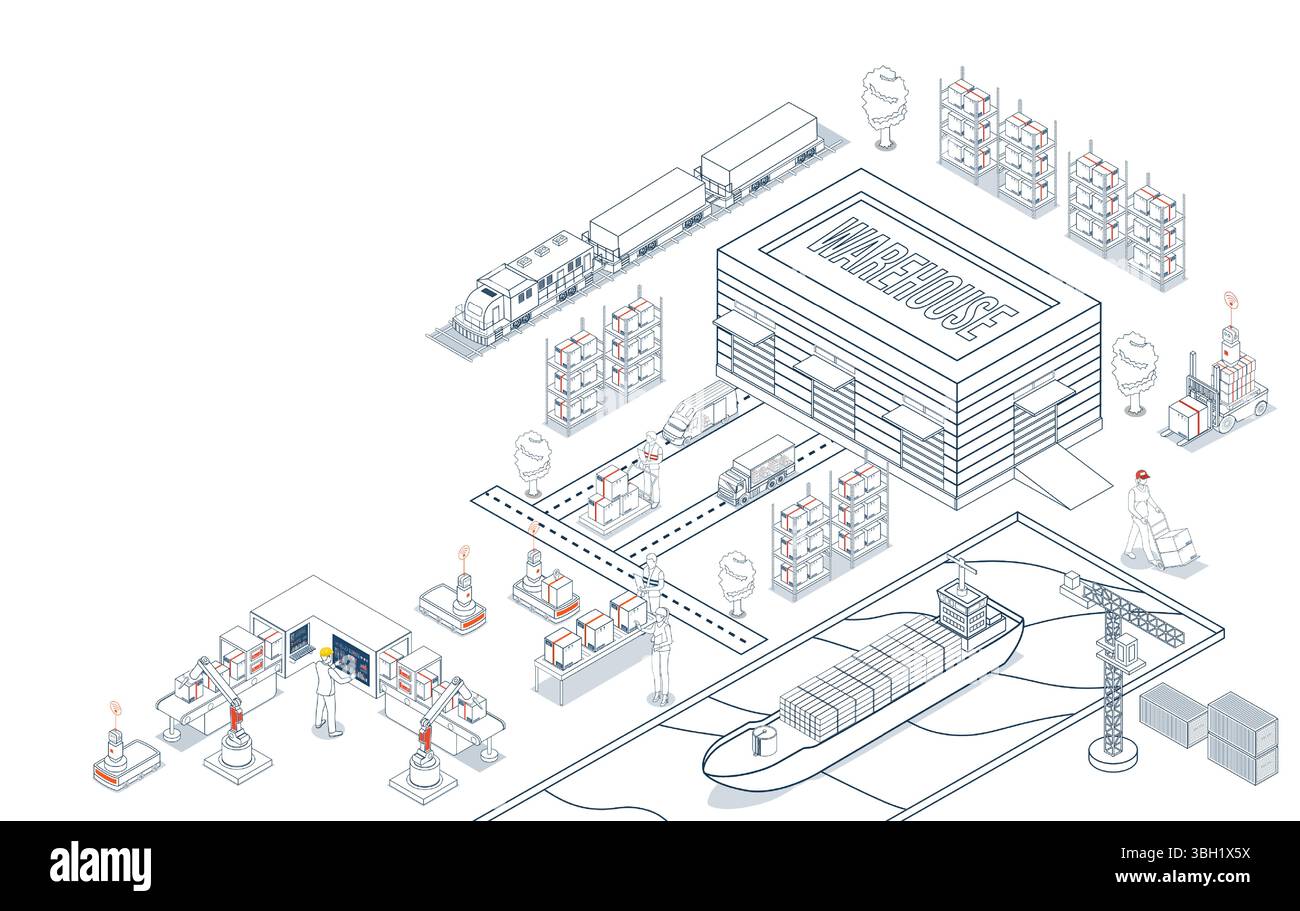 Intelligent logistics warehouse Stock Vector Images - Alamy