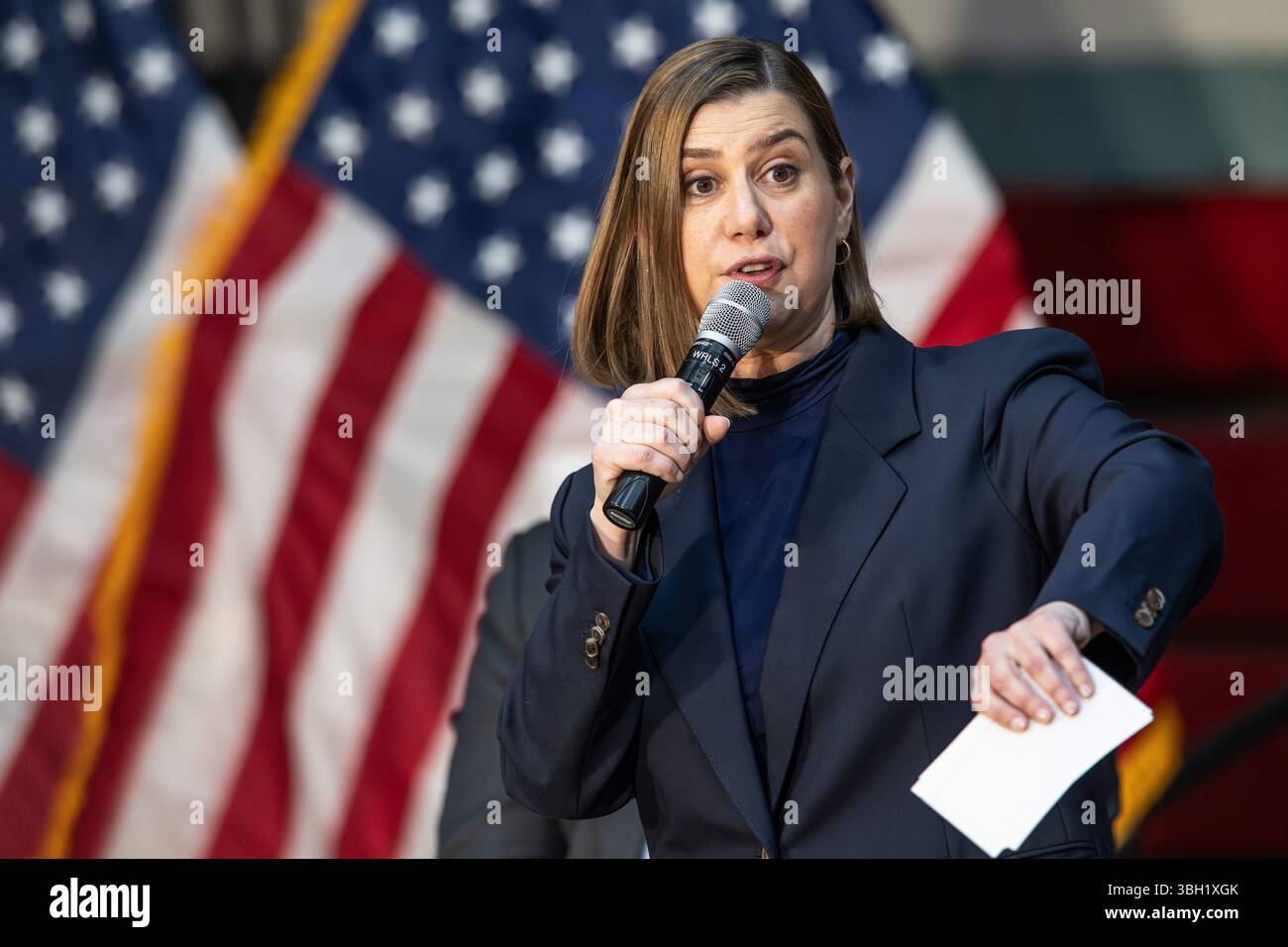 Lansing, Michigan, USA. 6th June, 2025. Senator ELISSA SLOTKIN speaks ...