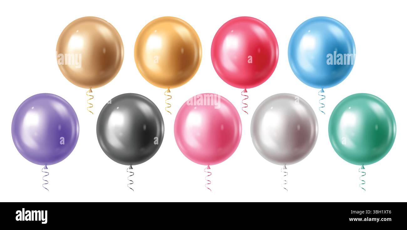 Balloons 3d elements clipart set. Colorful and glossy balloons clipart ...
