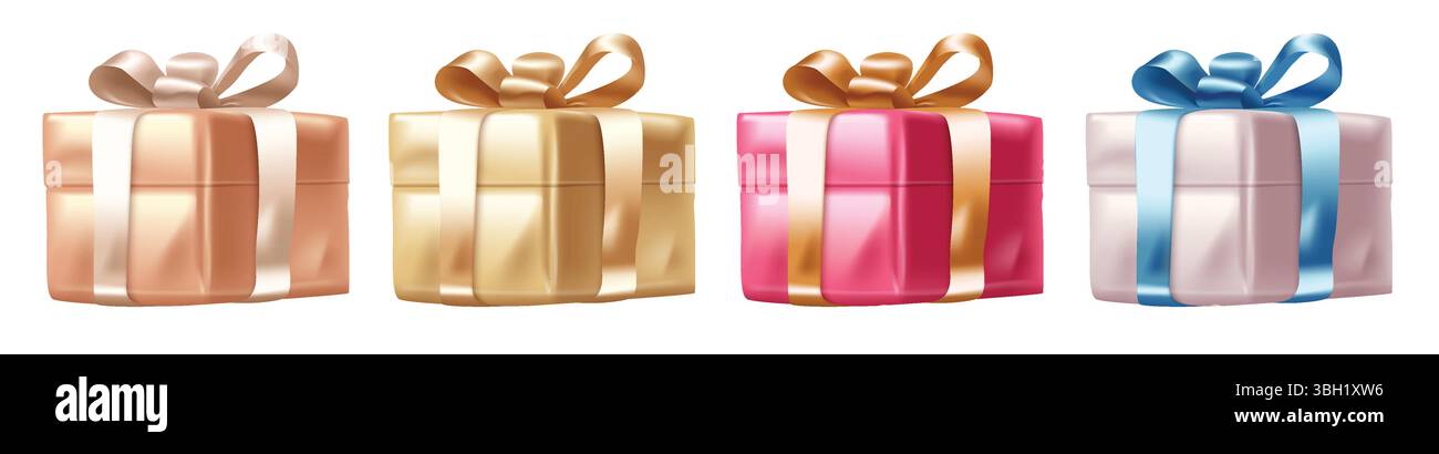 Gift box elements glossy clip art in colorful object collection for any ...